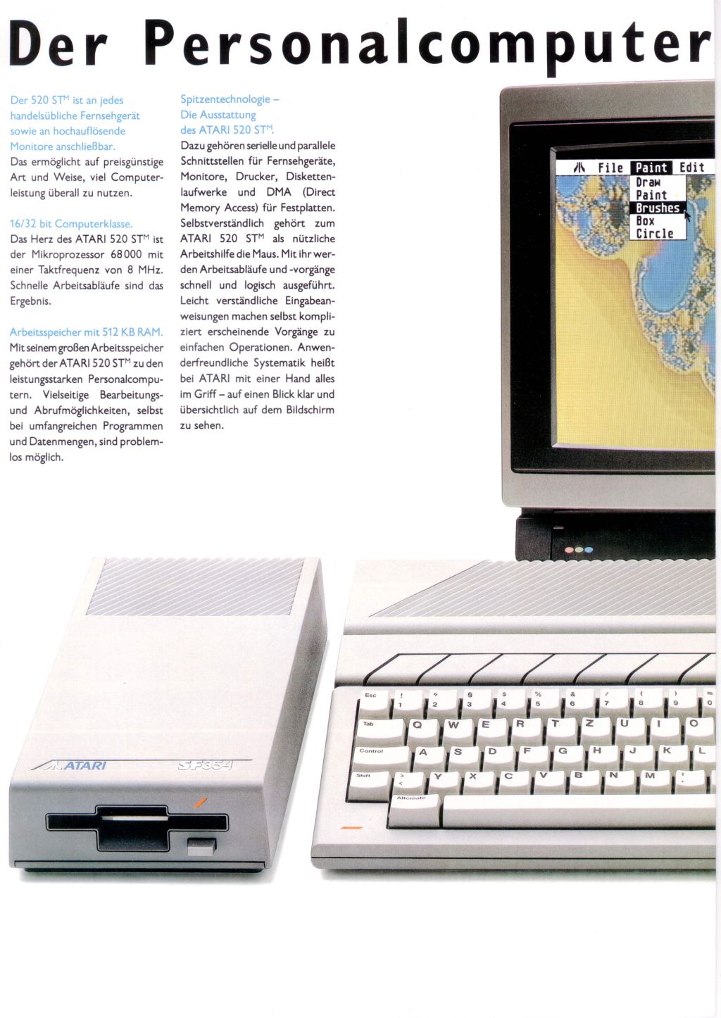 Rückseite der Rechner 520 ST F , 1040 ST F , 2080 ST F und 4160 ST F